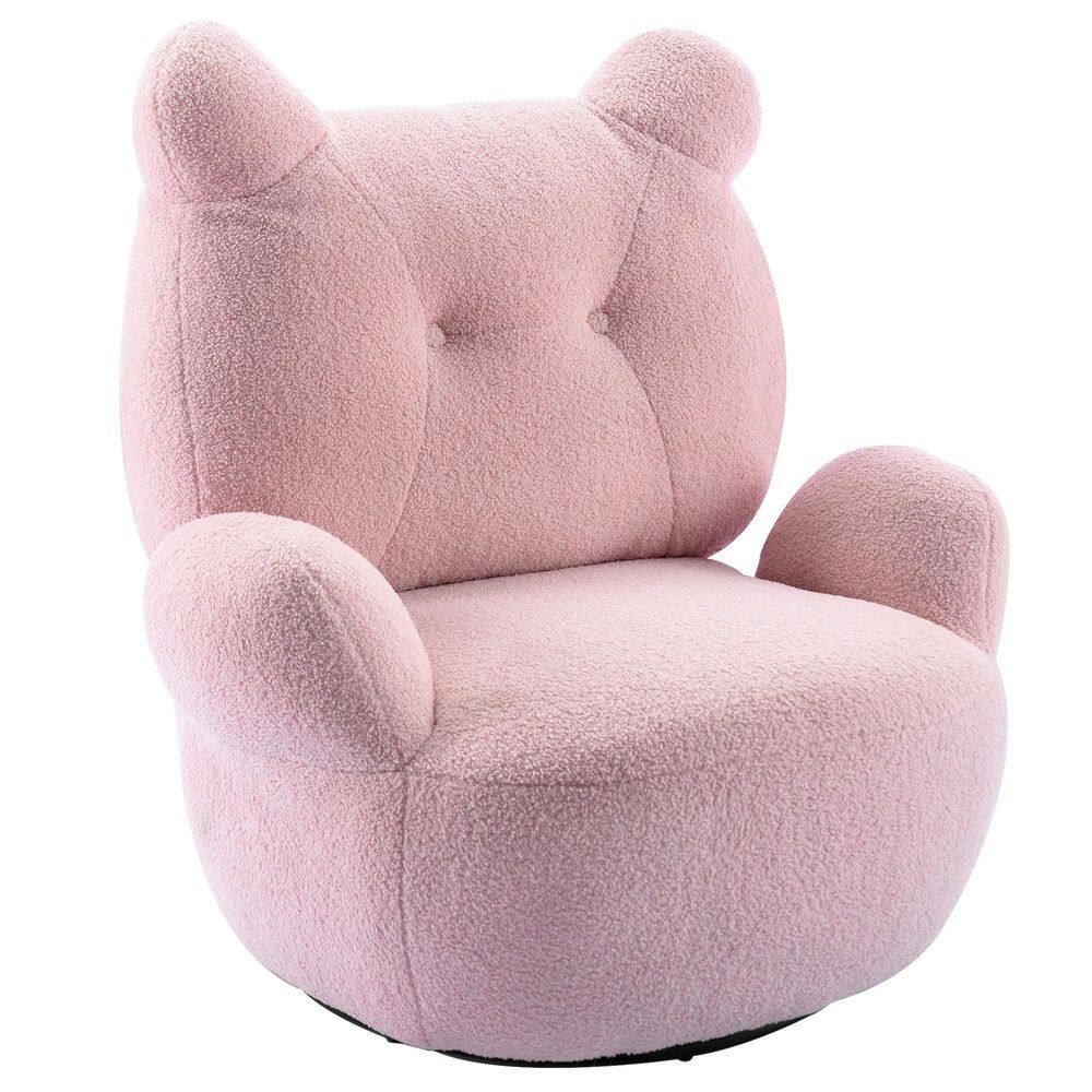 Pink Teddy Short Plush Particle Velvet Swivel Bear Barrel Accent Chair ...