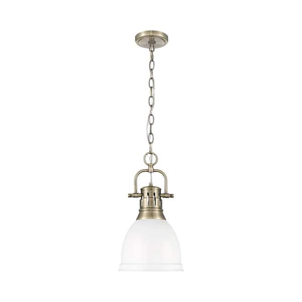 Golden Lighting Duncan 100-Watt 1-Light Aged Brass Pendant Light with ...