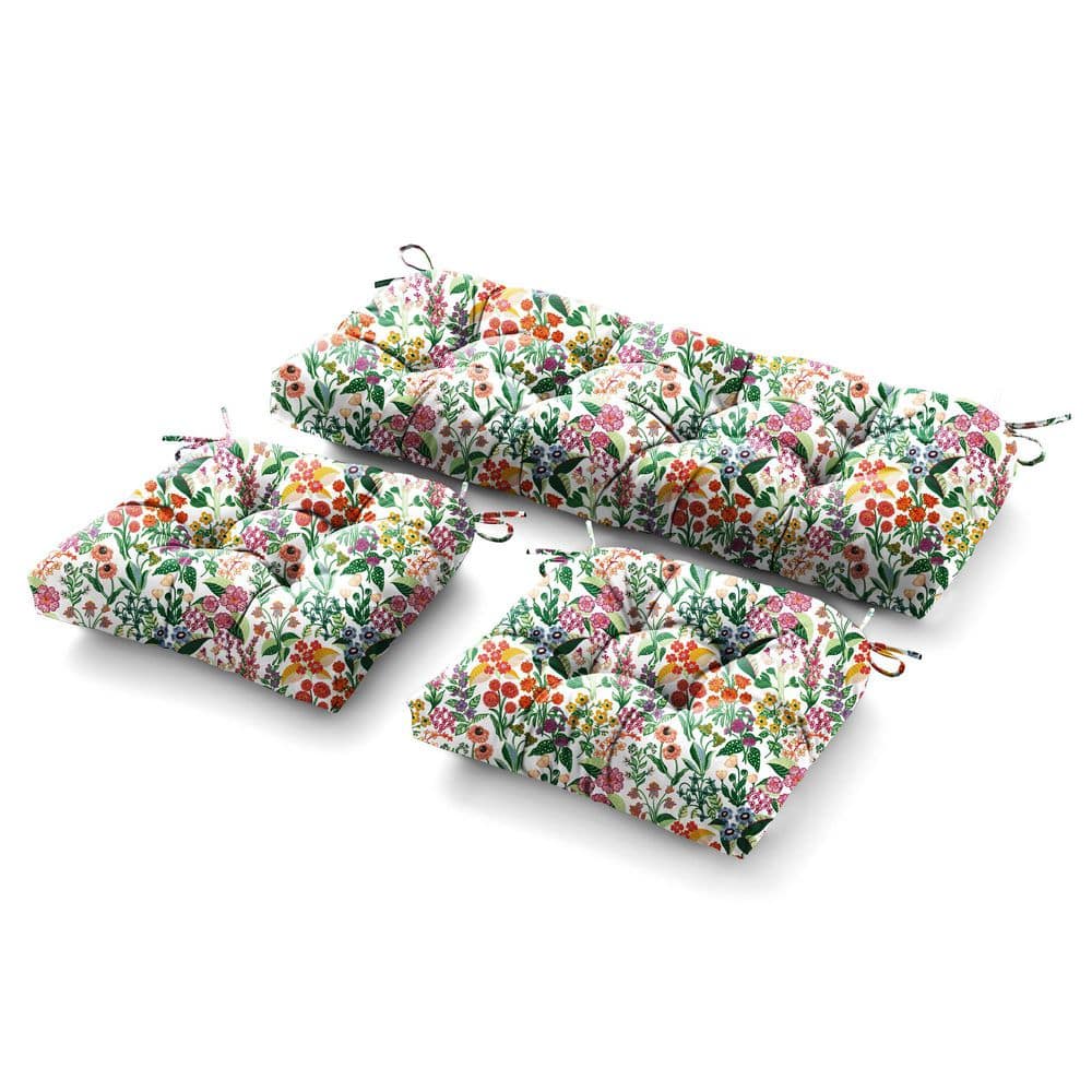 BLISSWALK 3 Piece Outdoor Loveseat Cushions Deep Seating 19"L x 44"W x 5 in. H For Patio ...