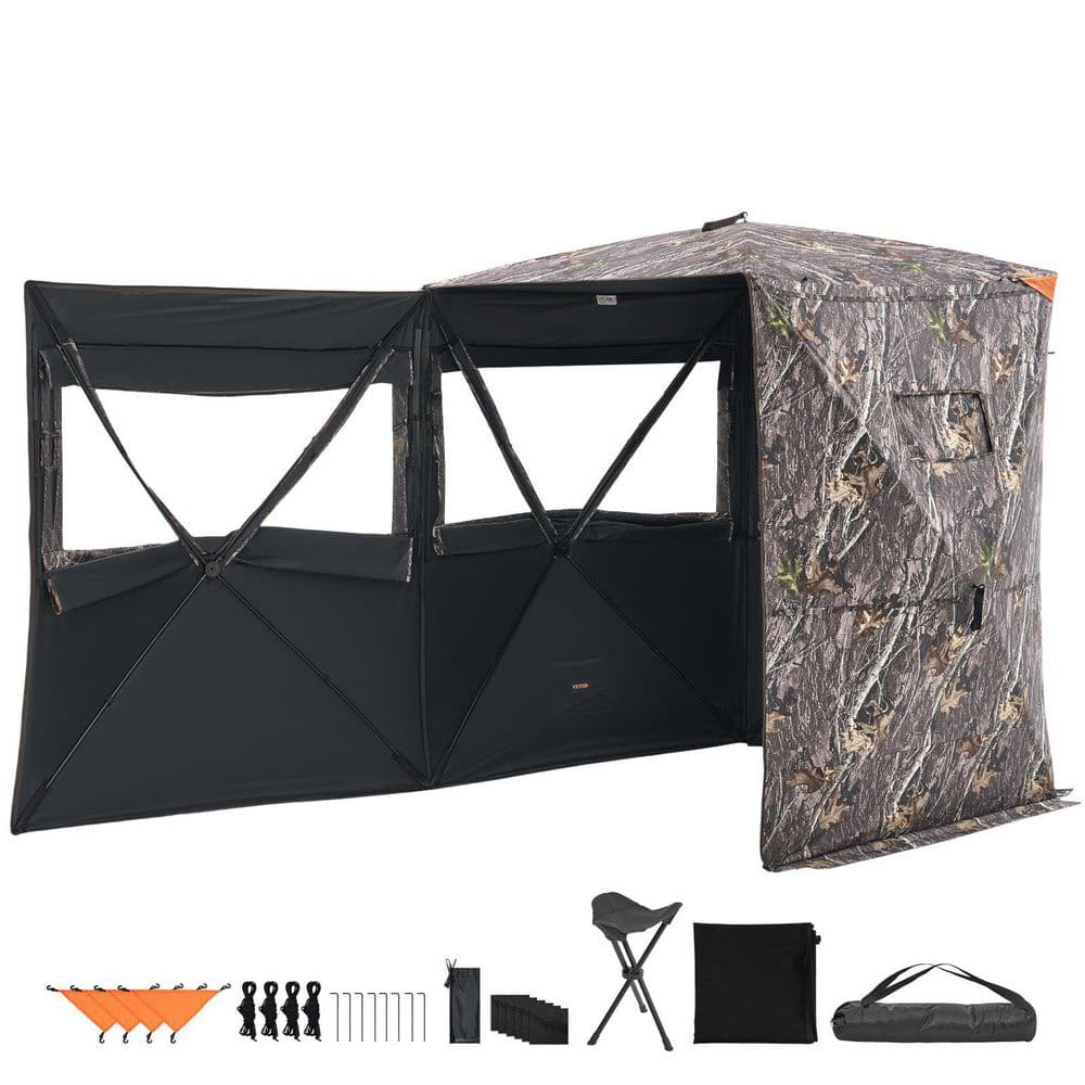 VEVOR Hunting Blind, 2-3 Person Thermal Ground Blind with Tri-Leg Chair ...