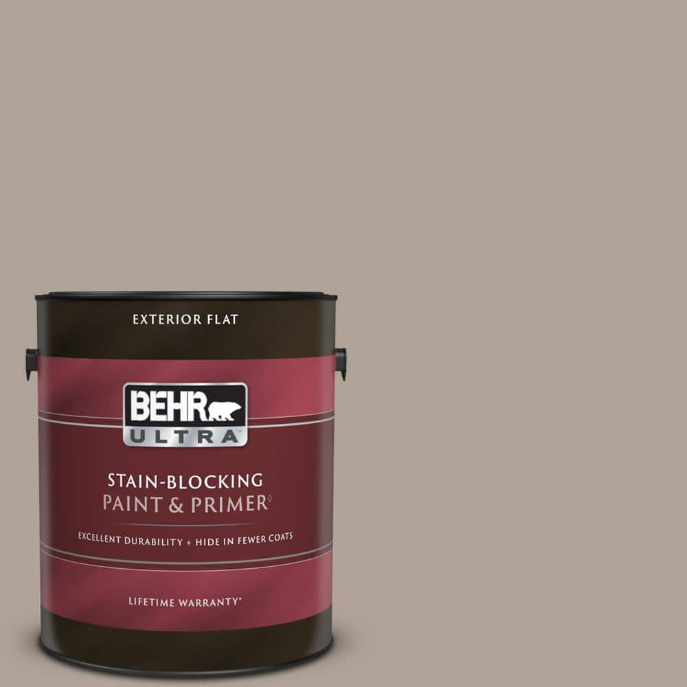 BEHR ULTRA 1 gal. #MQ2-56 Abbey Stone Flat Exterior Paint & Primer ...