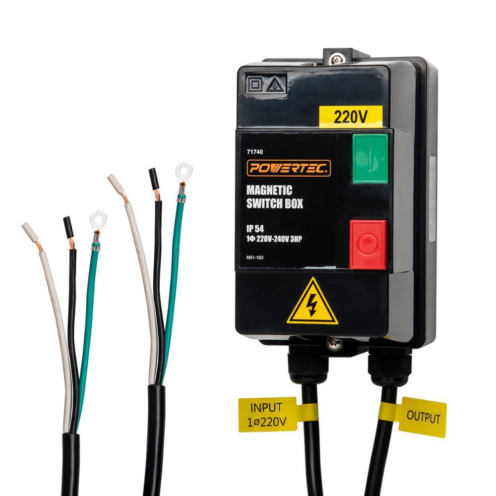 POWERTEC 3 HP Prewired Magnetic Switch Box 220 Volt To 240 Volt 21 25