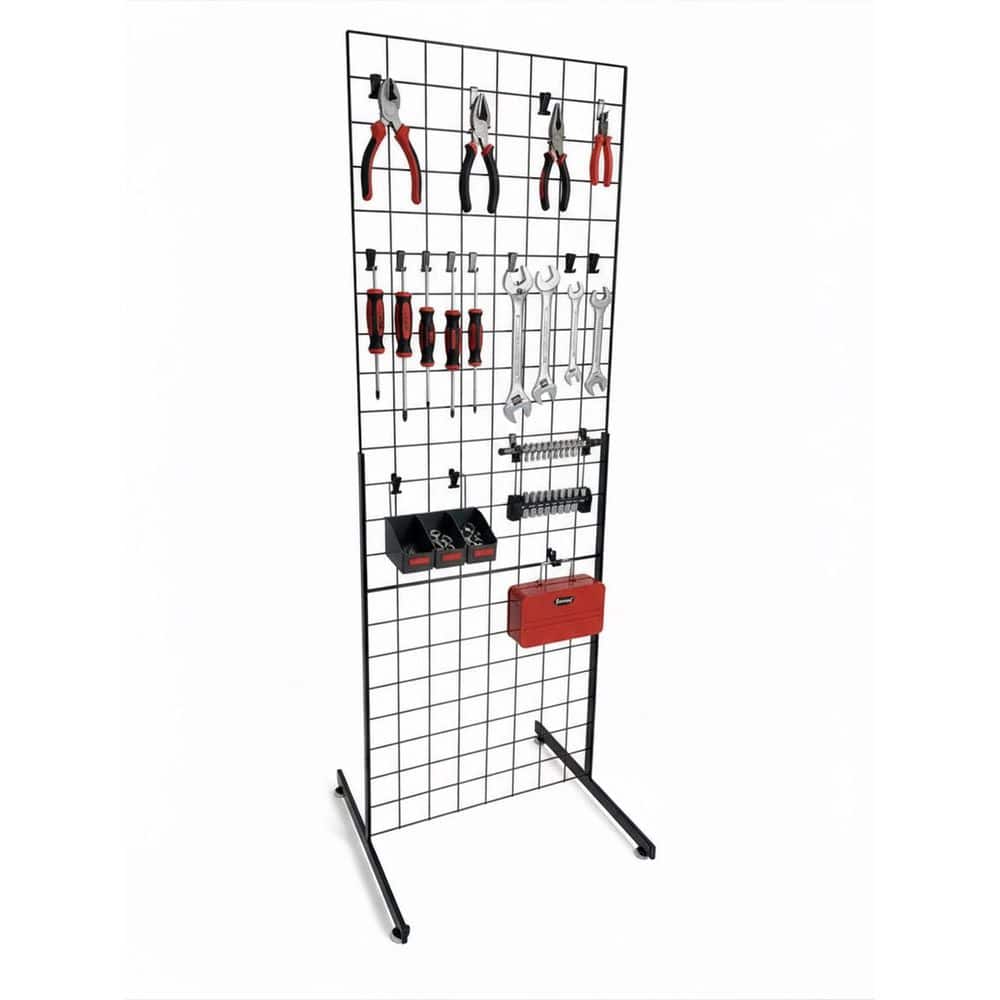 Only Hangers 24 in x 65 in Black Grid Wall Art Display Panel with Slide ...