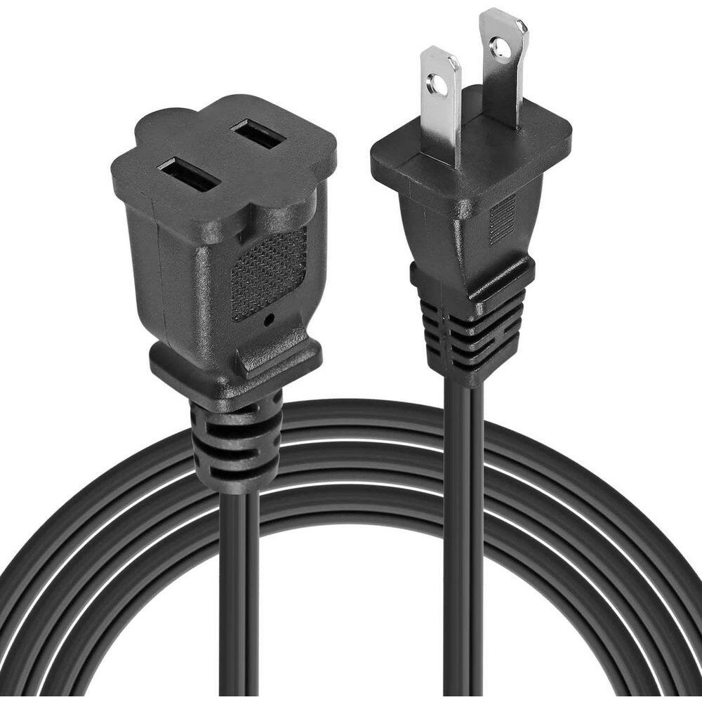 cenadinz 15 ft. 16 / 3 Gauge Indoor 2 Prong Extension Cord Black(2-pack ...