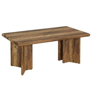 BYBLIGHT Allan 47.24 in. Brown 2-Tier Center Table, Farmhouse Rectangle ...