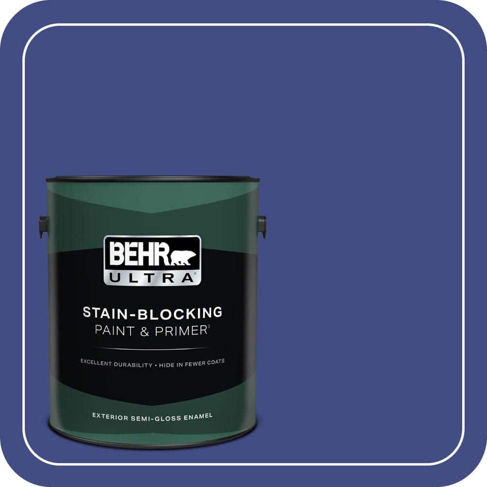 BEHR ULTRA 1 gal. #MQ5-48 Boudoir Blue Semi-Gloss Enamel Exterior Paint ...