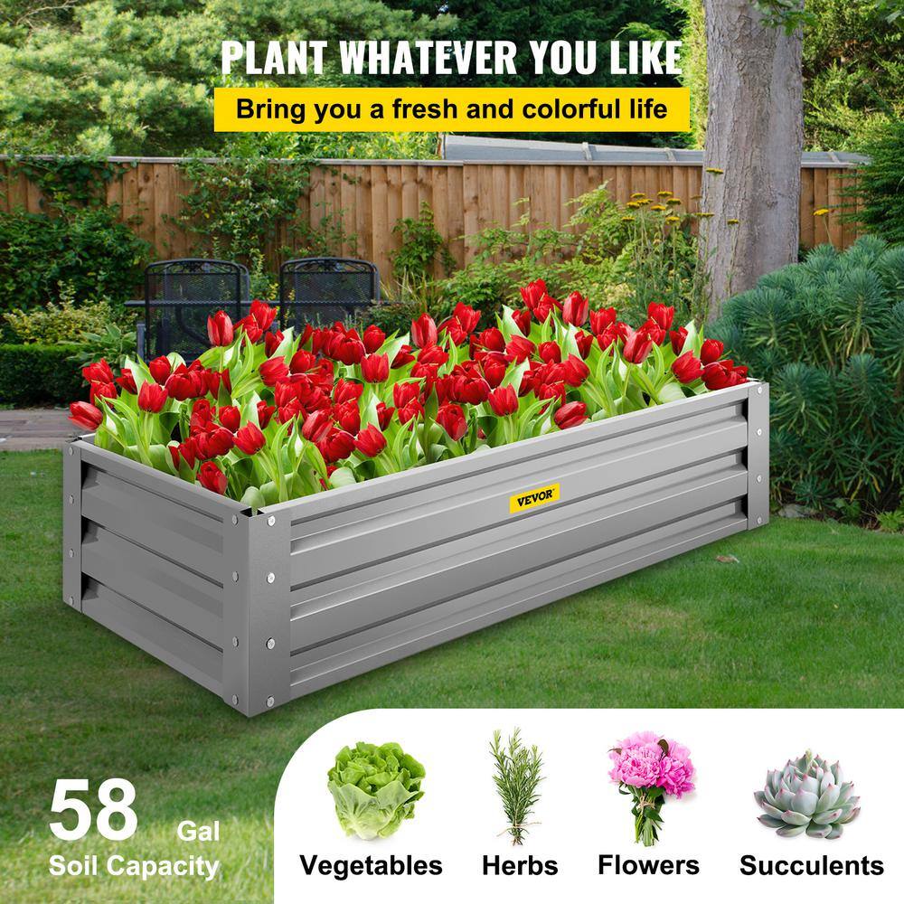 Buy Raised Garden Bed 48 in. x 24 in. x 10 in. Metal Planter Box Light ...
