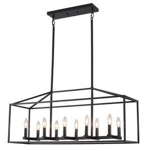 Decomus 480-Watt 8-Light Matte Black Linear Pendant Light without Shade ...