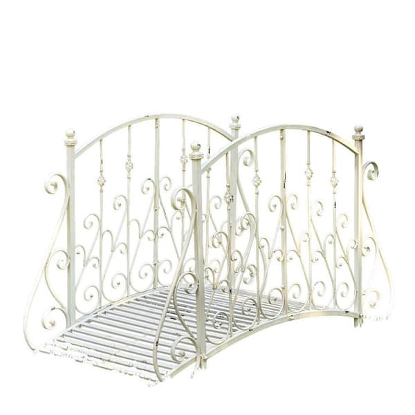 Zaer Ltd. International 5 ft. Long Iron Garden Bridge in Antique White ...