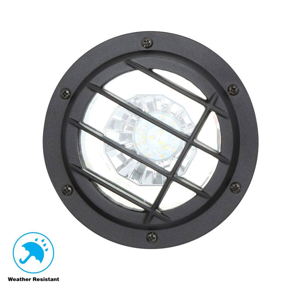 Hampton Bay Low-Voltage Black Outdoor Integrated LED Landscape Well ...
