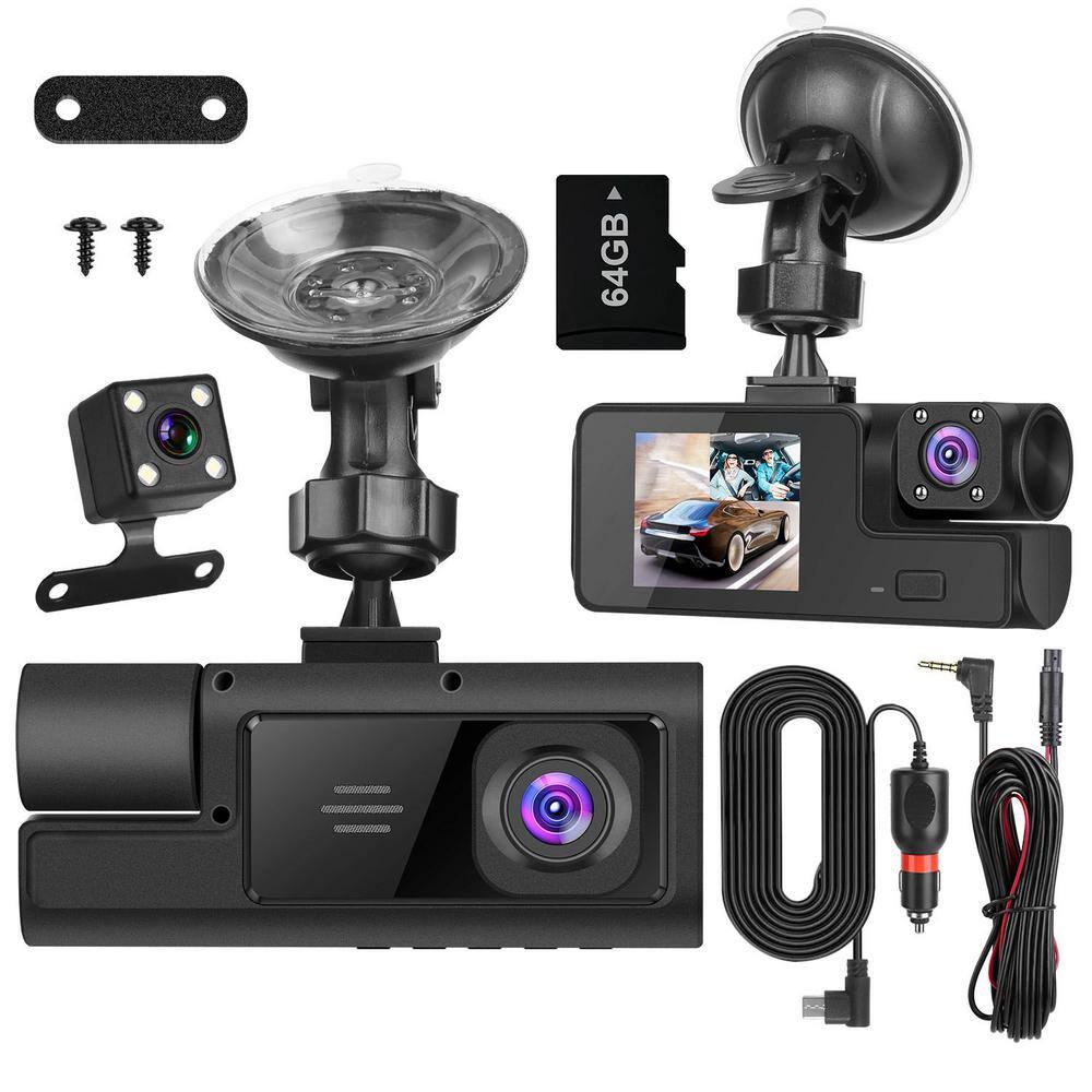 phyfalip WiFi FHD 1080P Car Dash Cam 3 Channels Front Rear Dash Camera ...