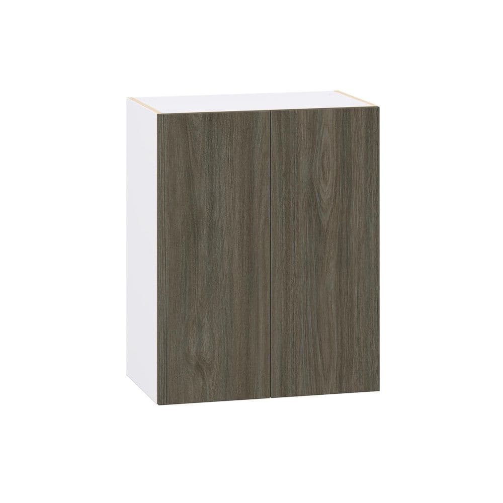 J COLLECTION Timberline Slab Walnut Assembled Wall Kitchen Cabinet with ...
