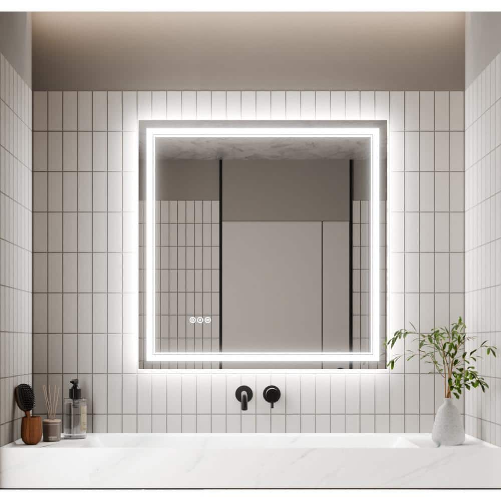 EAKYHOM 36 in. W x 36 in. H Rectangular Frameless Anti-Fog Wall ...