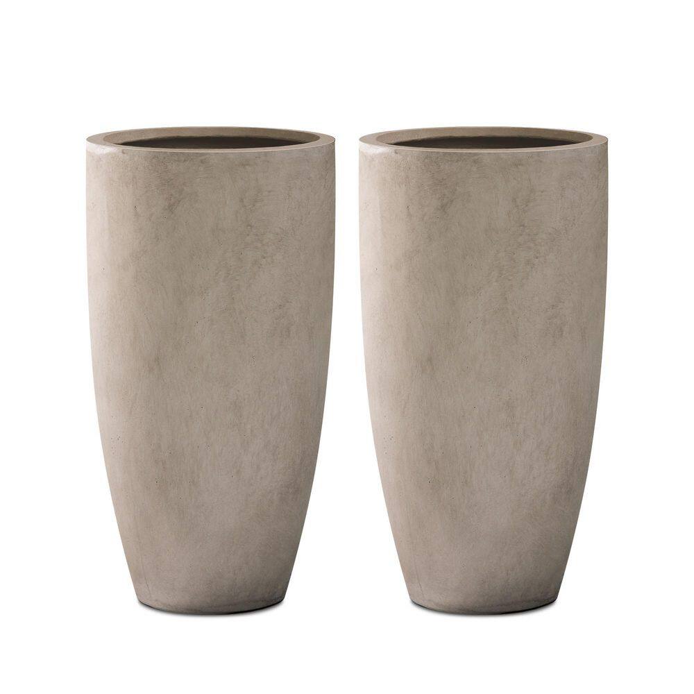 KANTE 24 in. Tall Concrete Planters Set of 2, Indoor/Outdoor Modern ...