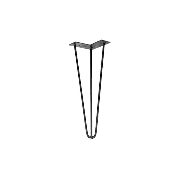 Waddell 16 in. Hairpin Table Leg Black 16 Gauge Steel Pre Drilled Holes for Quick Installation 3 8 in. Thick 5 in. Dia IM 5916