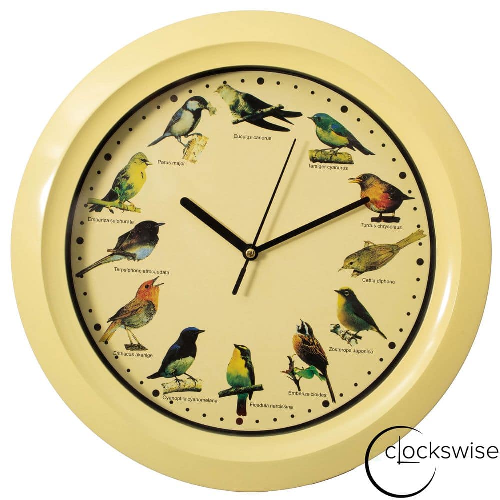 Quickway Imports Clockswise 12" Round Decorative Singing Bird Wall ...