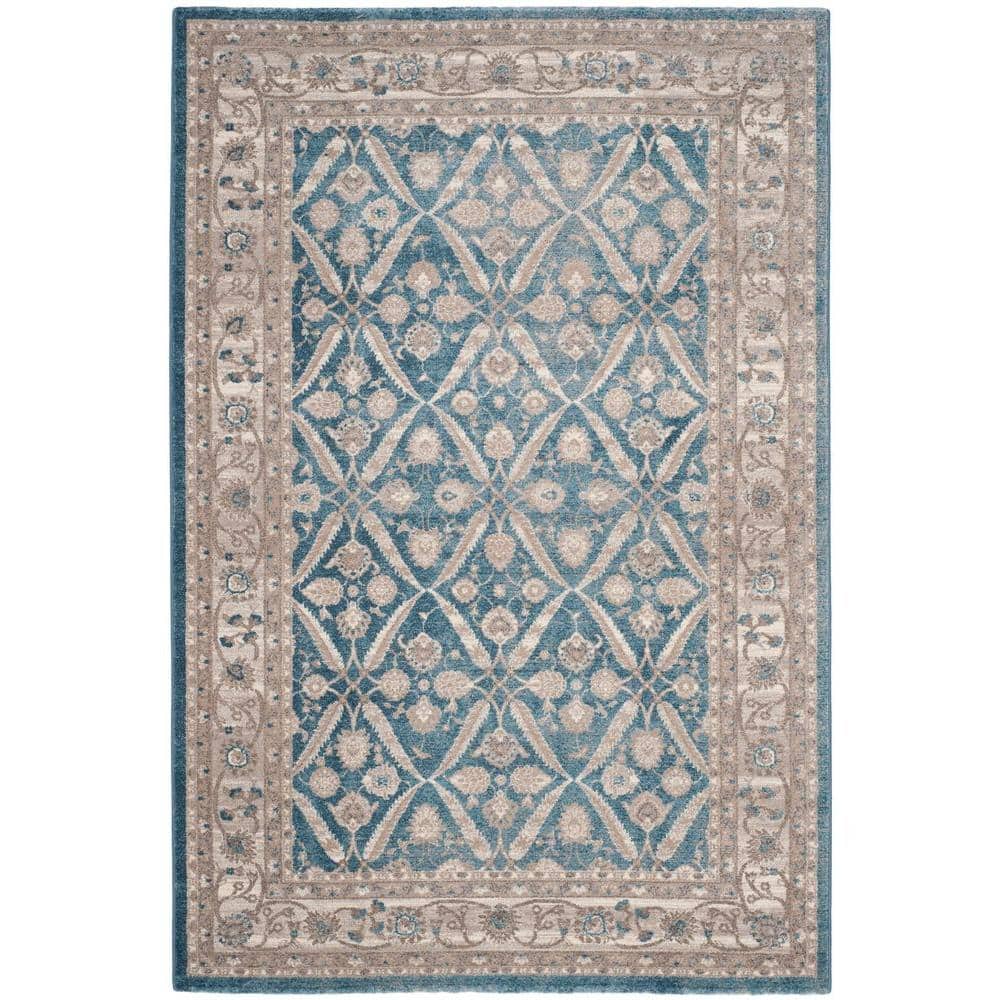 SAFAVIEH Sofia Blue/Beige 5 ft. x 8 ft. Border Area Rug SOF378C-5 - The ...