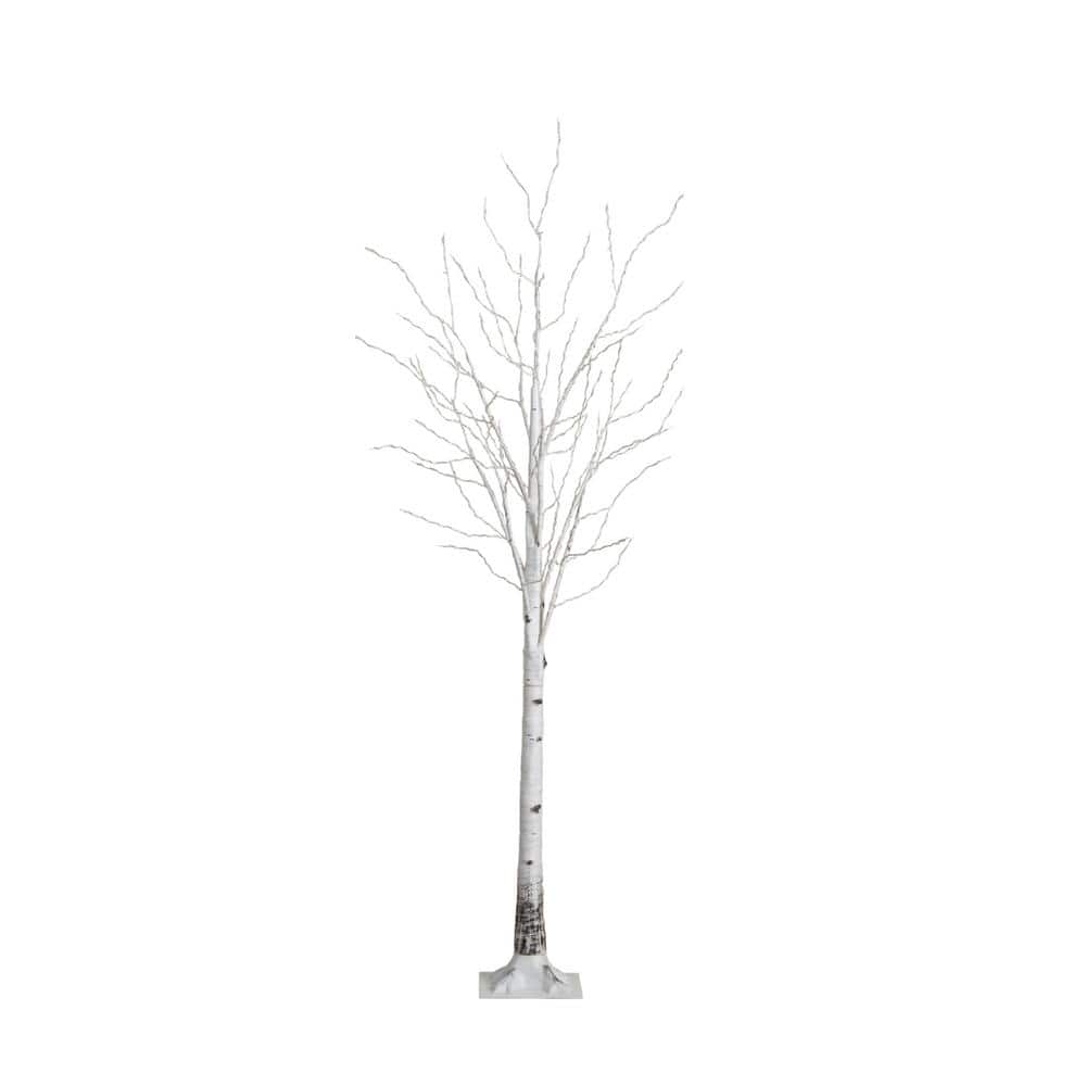 Nearly Natural 7 ft. Pre-Lit Artificial White Birch Tree with 400 Warm ...