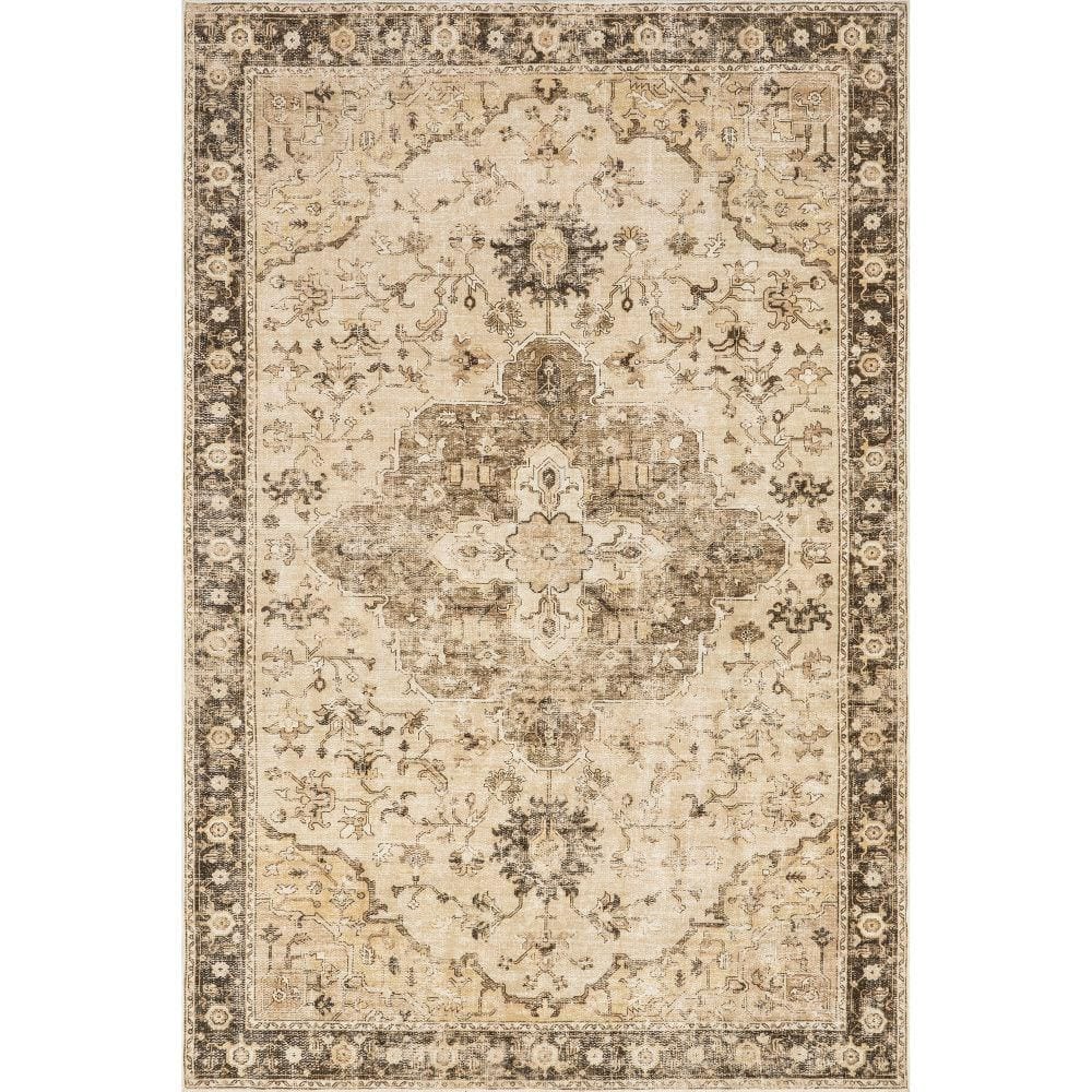 RUGS USA Lauren Liess Amaryllis Medallion Machine Washable Brown 5 ft ...
