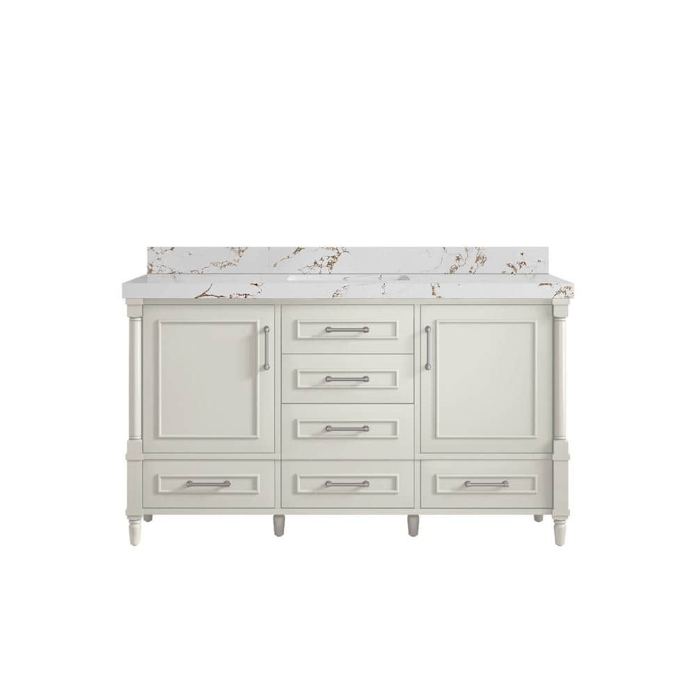 Willow Collections Hudson 60 in. Single Sink Freestanding Alabaster ...