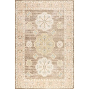 RUGS USA Fawn Medallion Wool Cotton Brown 5 ft. x 8 ft. Indoor/Outdoor ...