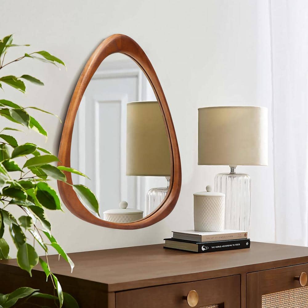 Sxiawe 19 in. W x 24.1 in. H Irregular Brown Natural Solid Wood Frame ...