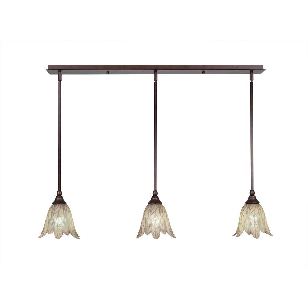 Livingston 100-Watt 3 Light Bronze, Linear Pendant Light with 7 in ...