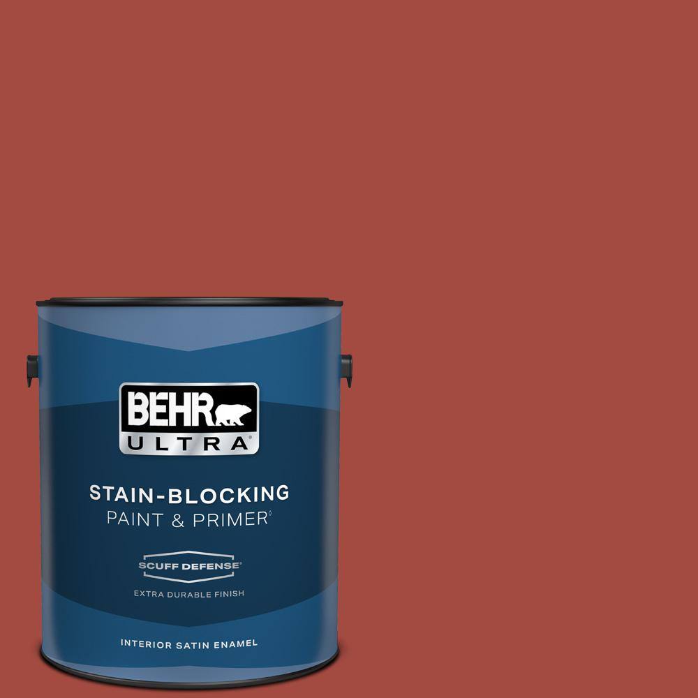 BEHR ULTRA 1 gal. #170D-7 Farmhouse Red Extra Durable Satin Enamel ...