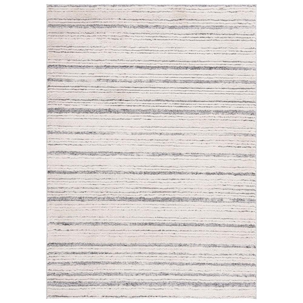 SAFAVIEH Martha Stewart Ivory/Dark Gray 9 ft. x 12 ft. Muted Striped ...