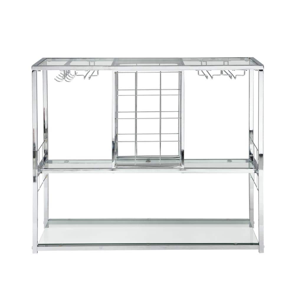 Ajami Chrome Kitchen Cart with Glass Top GHNDT-105A - The Home Depot