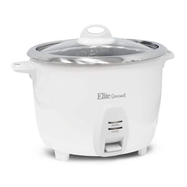 Elite Gourmet Gourmet 10-Cup White Rice Cooker with Stainless Steel ...