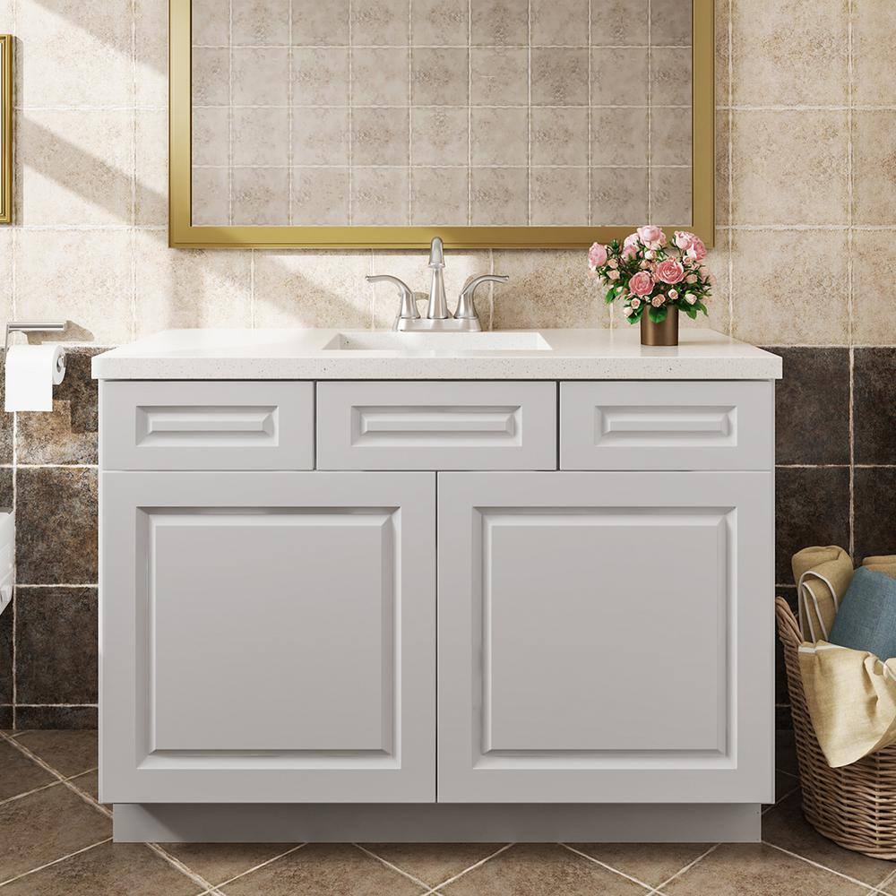 48 in. W x 21 in. D x 34.5 in. H in Traditional Dove Plywood Ready to Assemble Floor Vanity Sink ...