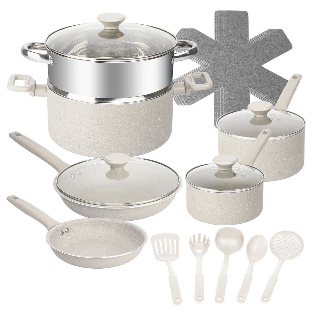 GRANITESTONE Desert Collection 20-Piece Aluminum Nonstick Cookware Set ...
