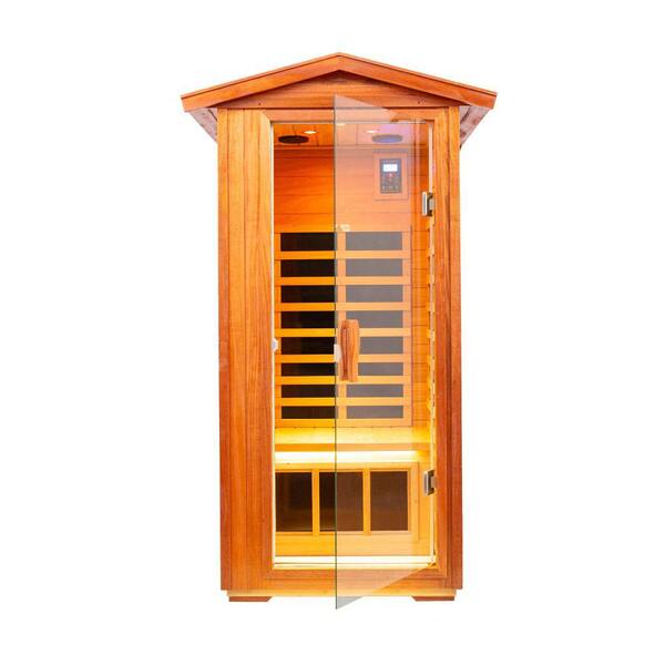 Spygo Shaiko 1-Person Outdoor Khaya Infrared Sauna with 6-Carbon ...