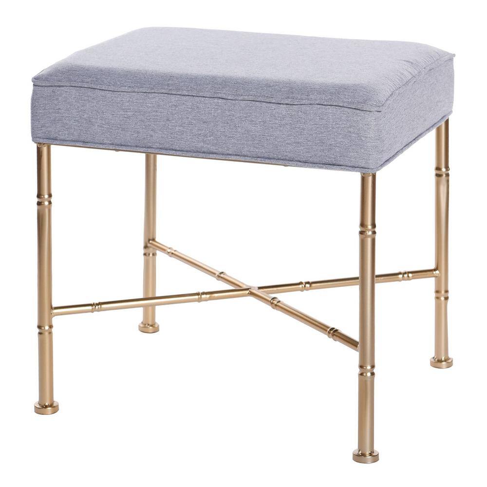 StyleCraft Dann Foley Bamboo Stool 4 in. Light Gray, Gold Metal ...