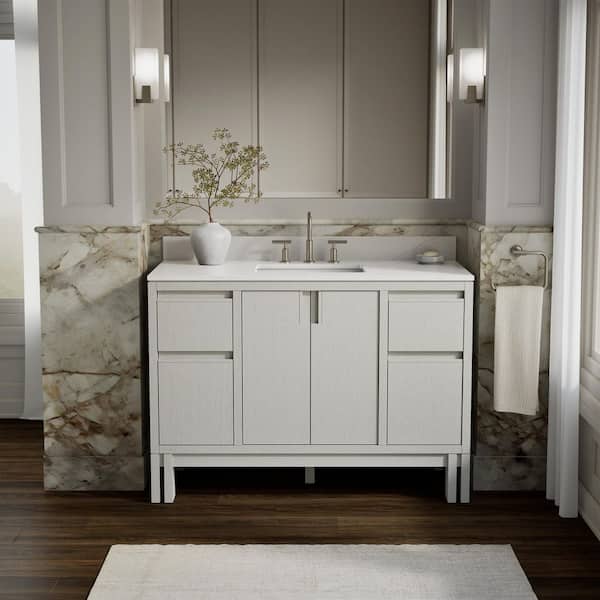 KOHLER Solive 49 In. Gossamer White Bath Vanity with Quartz Top 32839 ...