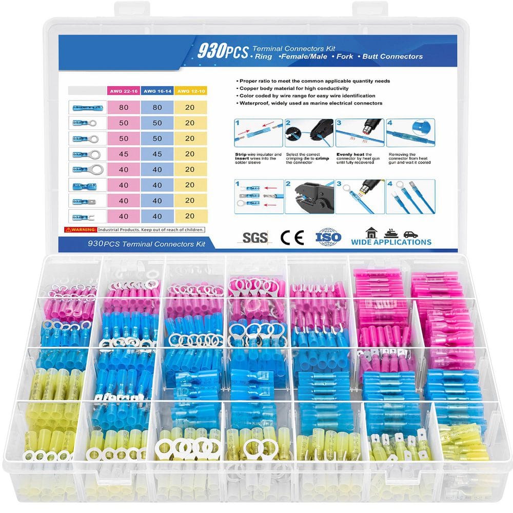 30A 12-Volt Heat Shrink Wire Connectors Kit, Electrical Waterproof ...