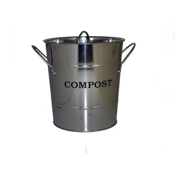 Exaco 2-in-1 Stainless Steel Lid with Rubber Seal Compost Bucket CPBS03 ...