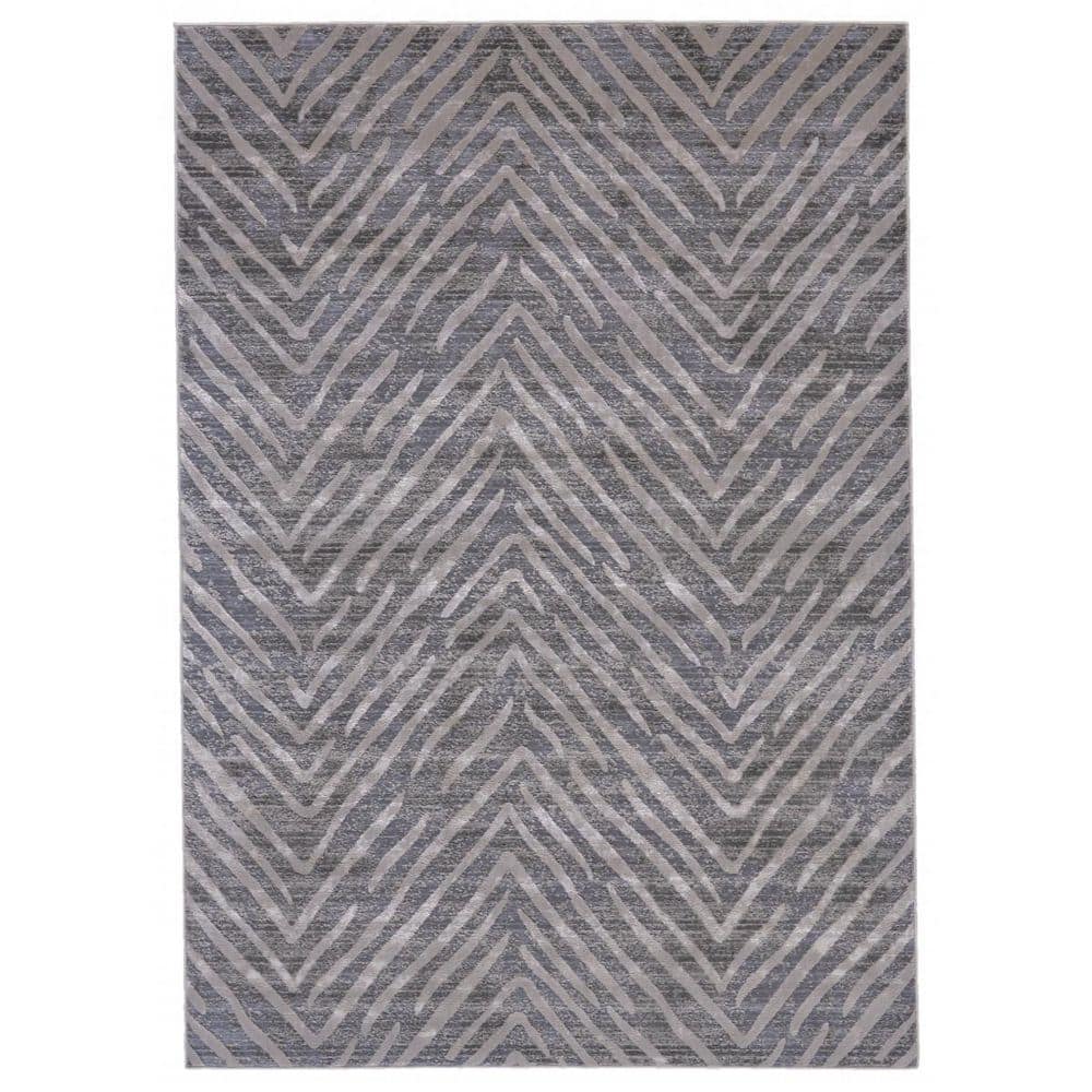 HomeRoots 2 ft. x 8 ft. Gray Abstract Area Rug 2000511776 - The Home Depot