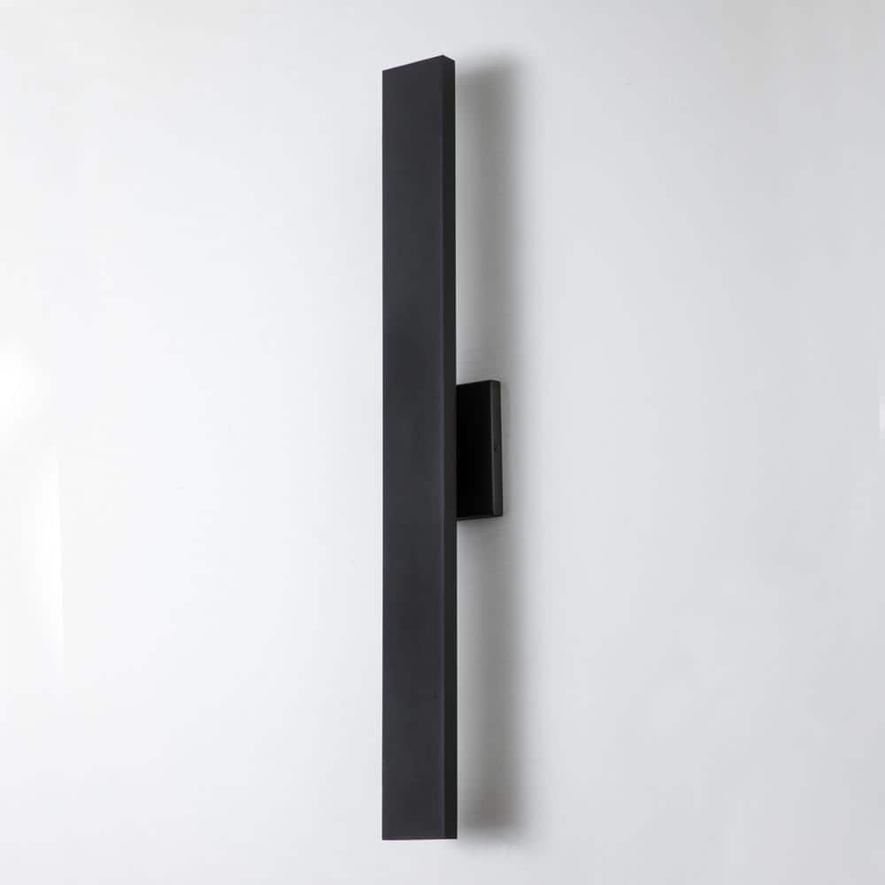 Laplusbelle 32 in. H 2-Light Matte Black Aluminum Hardwired LED Outdoor ...