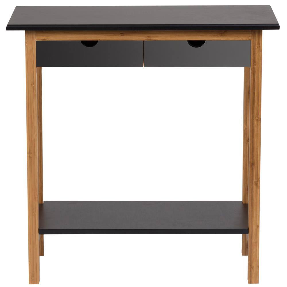 Eccostyle 28 in. Black Square Composite Console Table with 2-Drawers ...