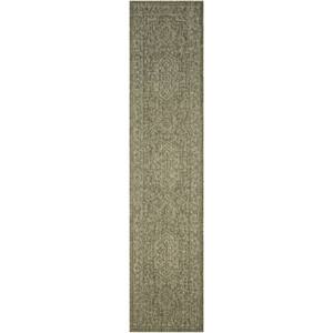 Nourison Tulum Olive 8 ft. x 10 ft. Center medallion Contemporary Area ...