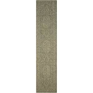 Nourison Tulum Olive 2 ft. x 10 ft. Center medallion Contemporary ...