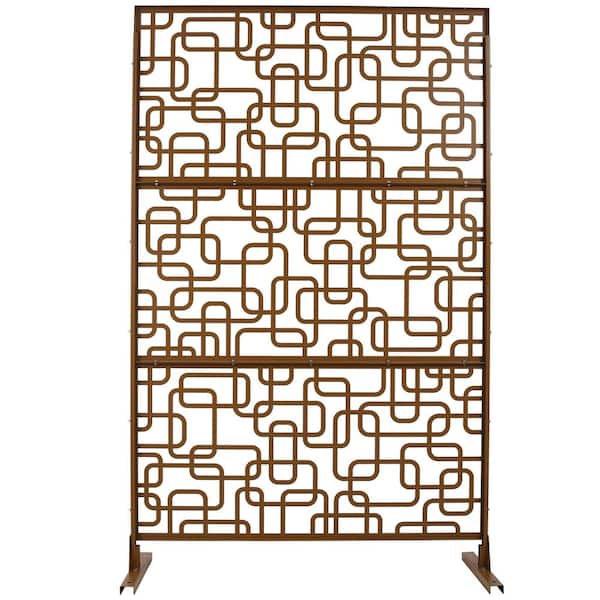 Zeus & Ruta 6.3 ft. H x 4 ft. W Brown Metal Privacy Screen Freestanding ...