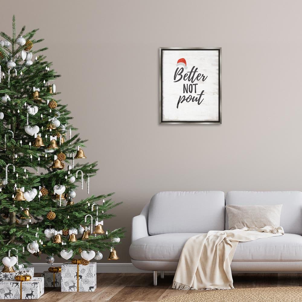 Stupell Industries Festive Better Not Pout by Lauren Rader Gray Floater ...