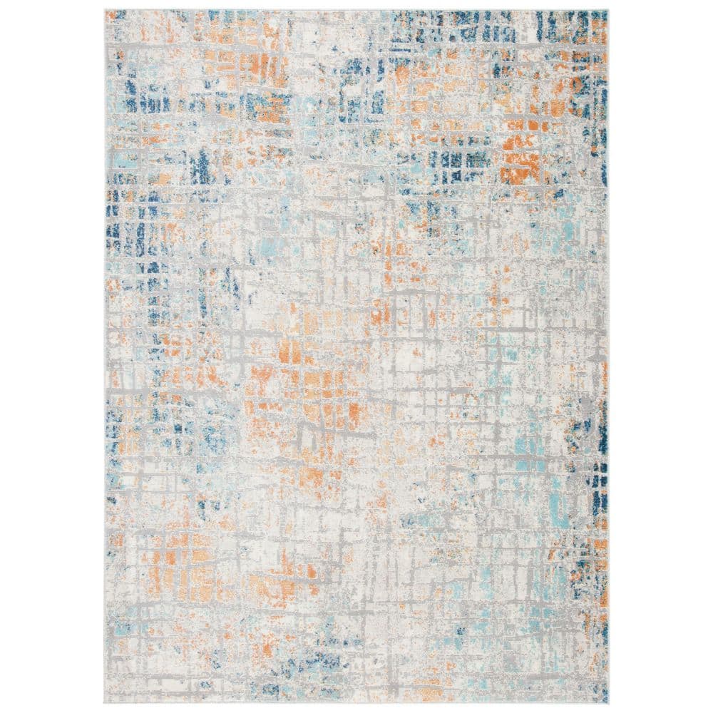 SAFAVIEH Aria 5 ft. x 8 ft. Rust/Blue Faded Distressed Area Rug ARA587P ...