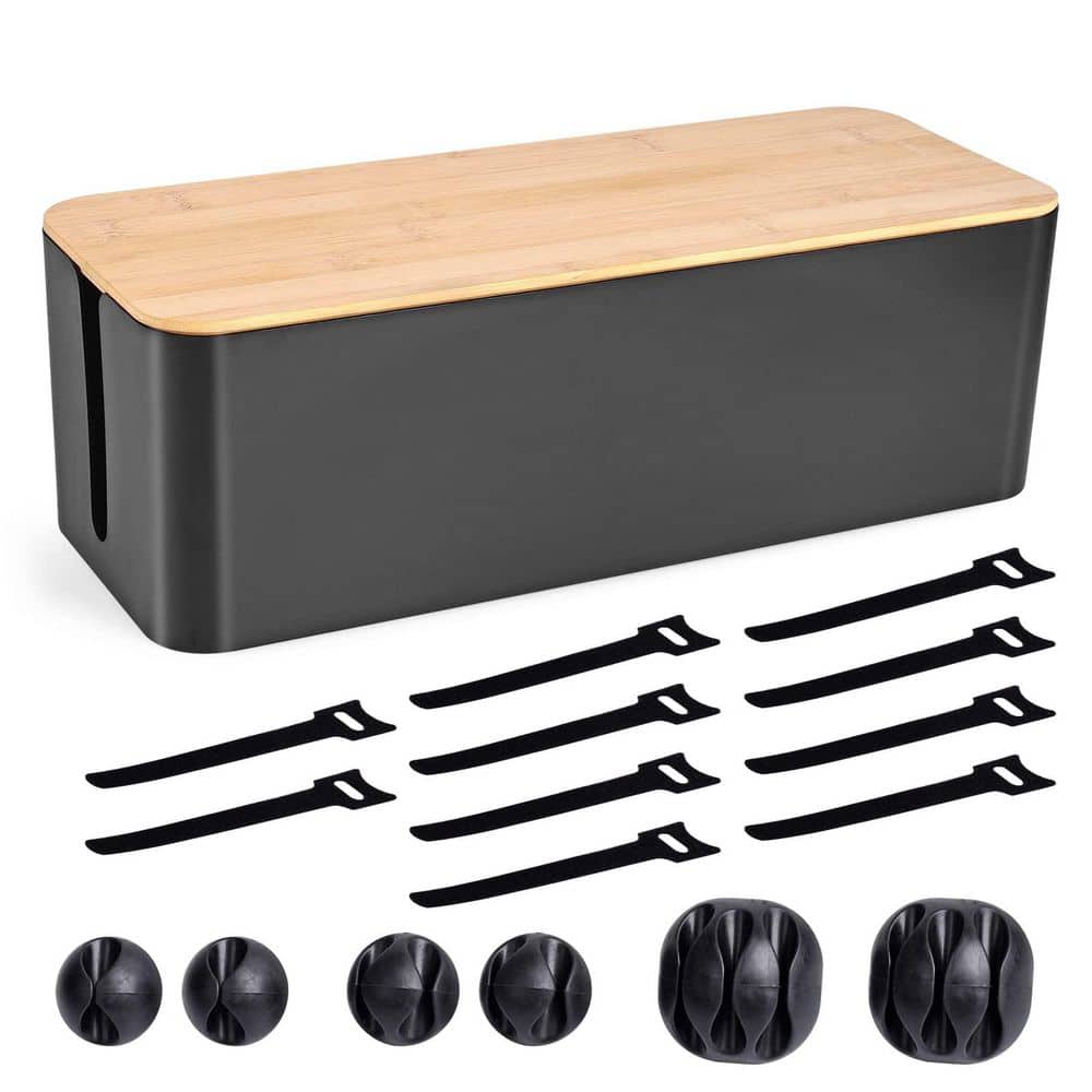 Lukyamzn Wooden Style Large Cable Management Box Cord Organizer Safe ...