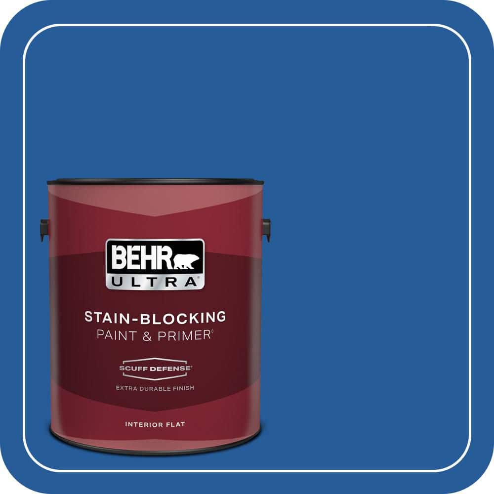 BEHR ULTRA 1 gal. #P510-7 Beacon Blue Extra Durable Flat Interior Paint ...