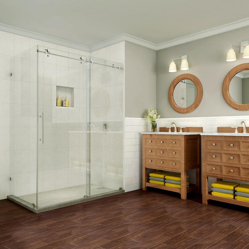 Aston Coraline Pure 60 in. x 33.875 in. x 76 in. Completely Frameless ...