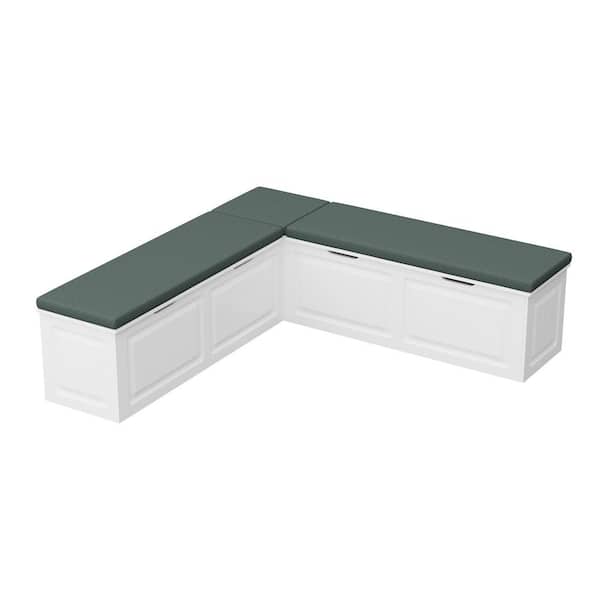 FUFU&GAGA White Shoe Bench, Modern L-Shaped Corner Shoe Bench Wooden ...